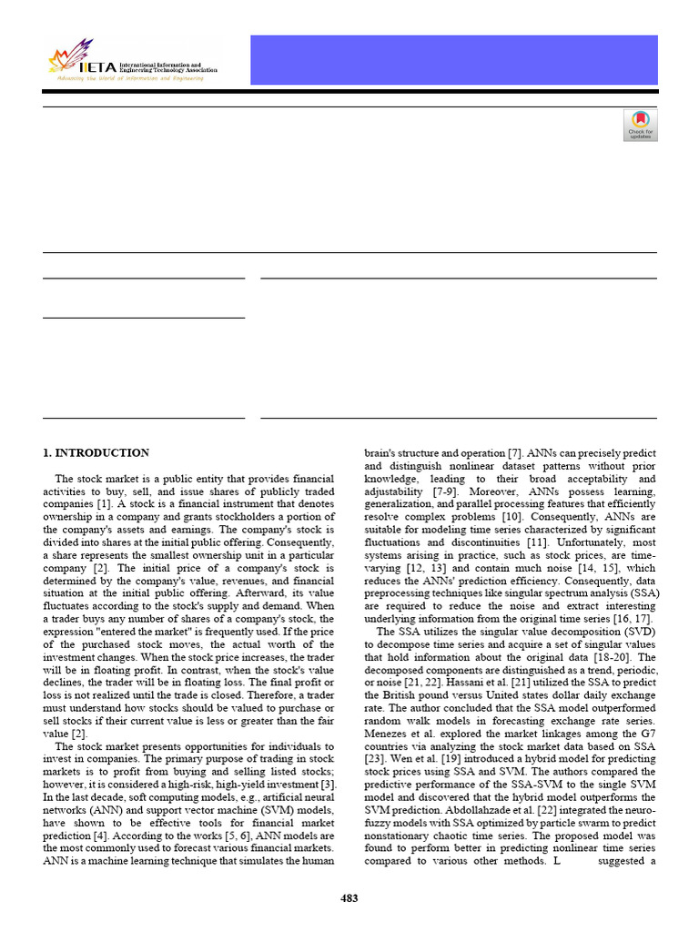 A Hybrid Model Integrating Singular Spectrum Analysis and Backpropagation Neural Network for ...