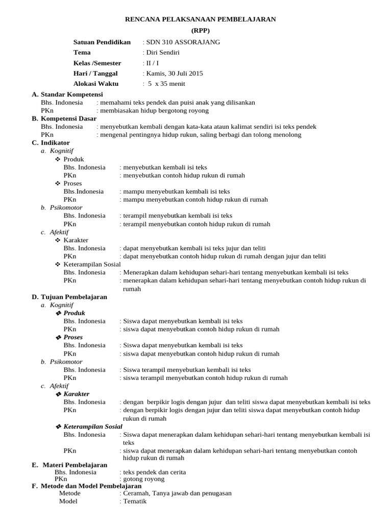 Tema Diri Sendiri 1 | PDF