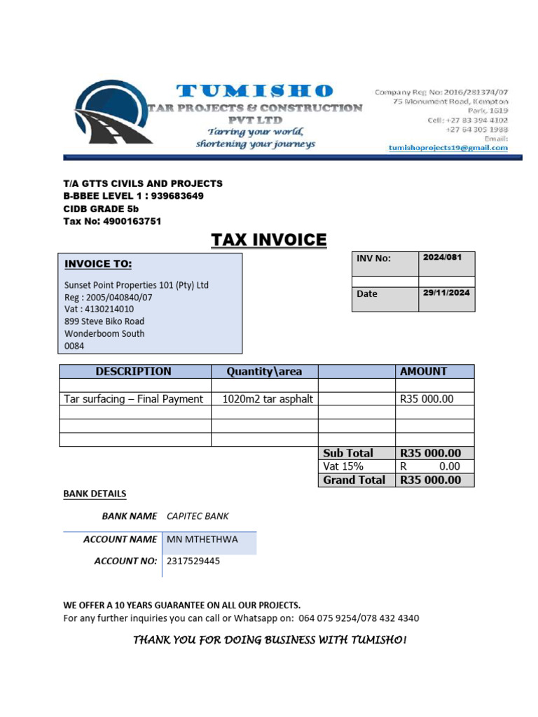MARO INVOICE - Final Payment | PDF