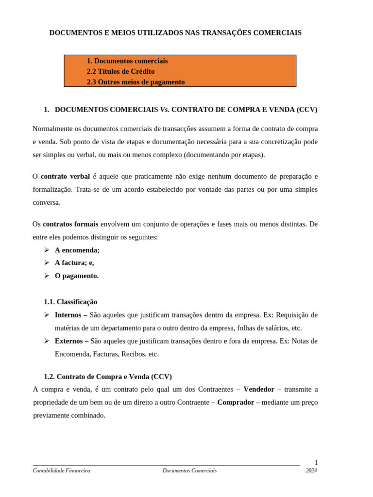 Documentos e Meios Utilizados Nas Transações Comerciais | PDF | Cheque ...