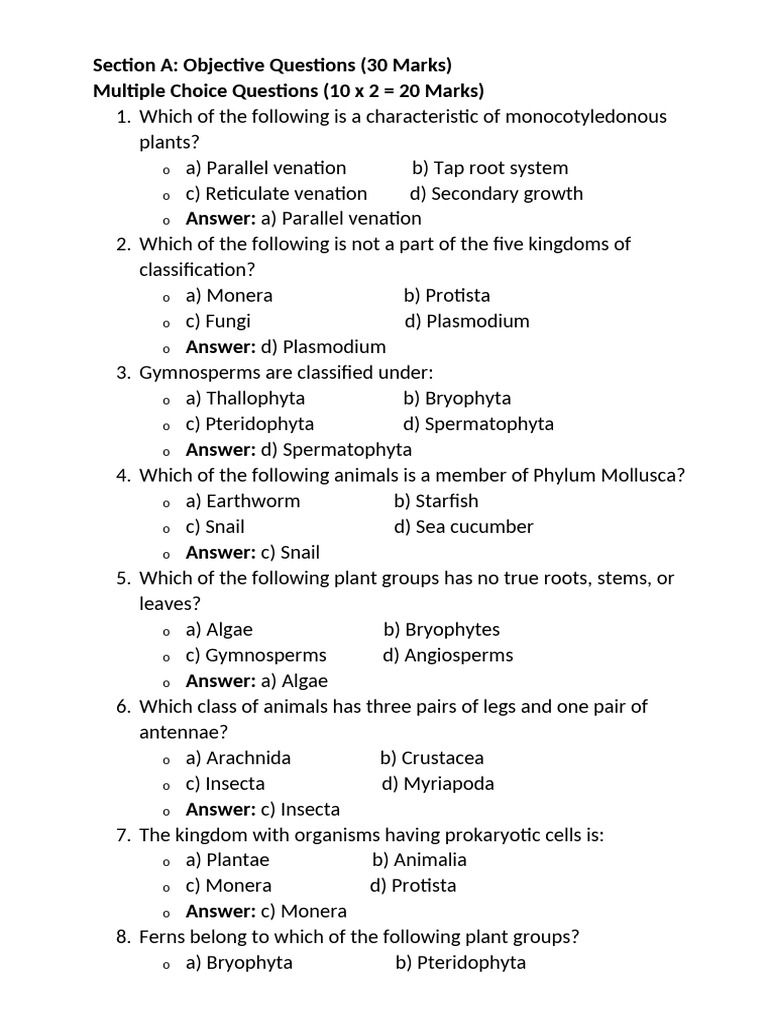 Plant and Animal Classification Quiz | PDF | Photosynthesis | Cellular ...