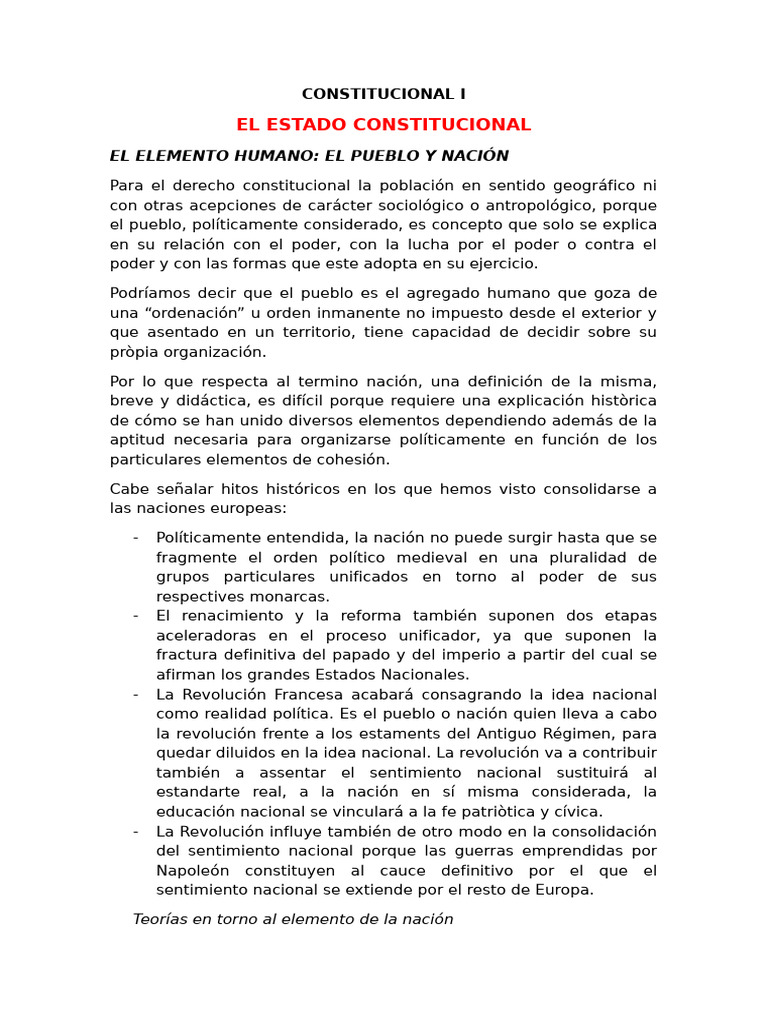 Resumen Tema 1 Consti | PDF | Nación | Estado (política)