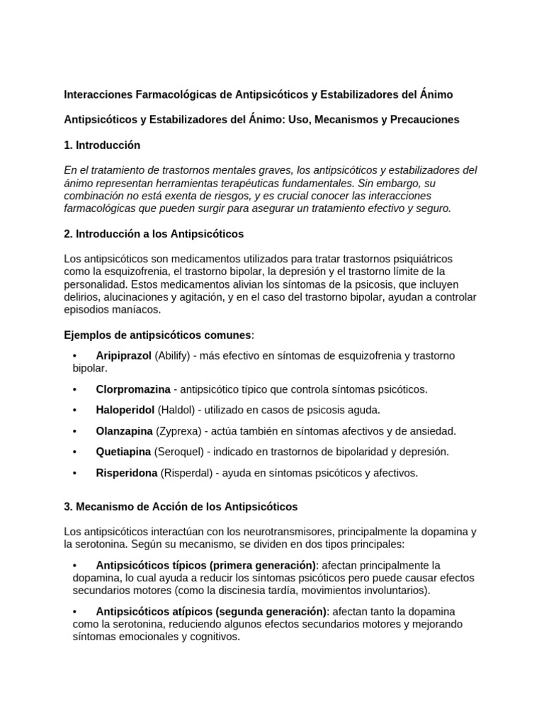 AntipsicÃ Ticos y Estabilizadores Del Ã - Nimo | PDF | Antipsicótico | Desorden bipolar