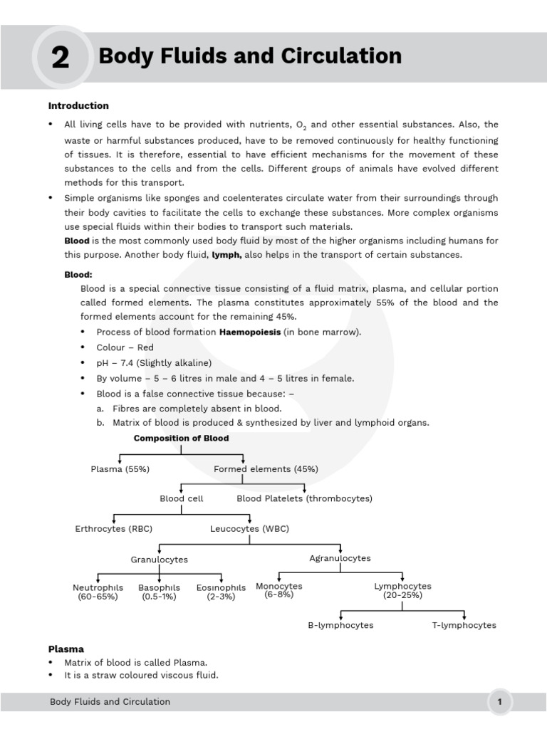 Body Fluids and Blood Circulation Overview | PDF | Heart Valve | Diastole