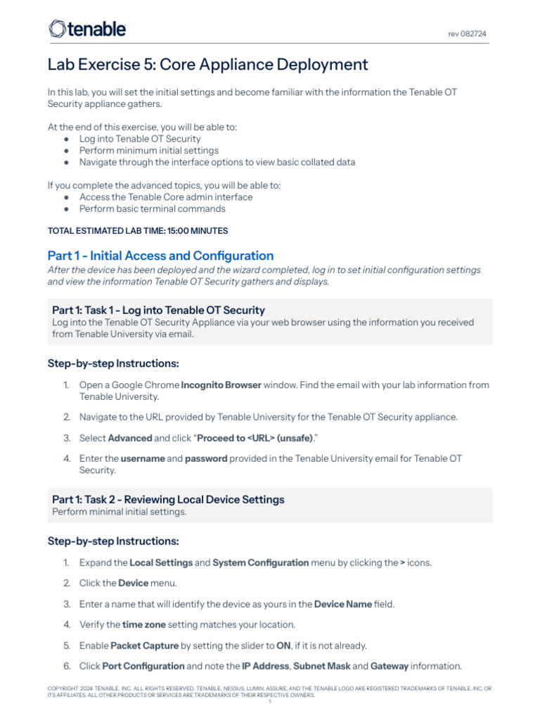 LAB EXERCISE - Module 5 - Core Appliance Deployment | PDF | Computer Network | Computer Networking