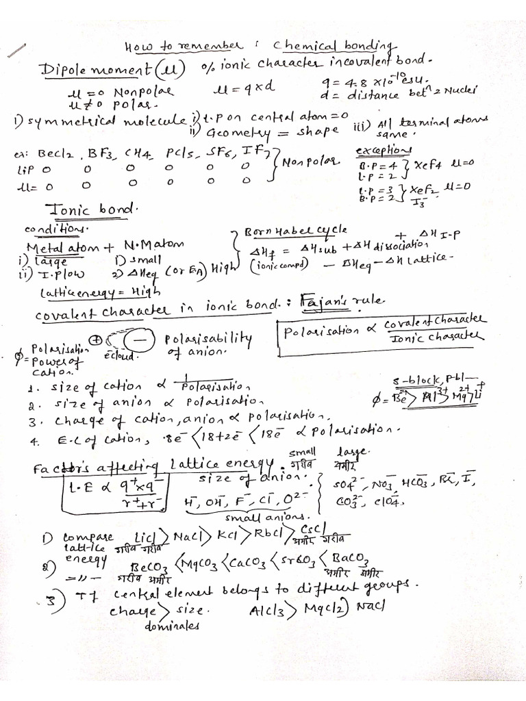 Chemical Bonding ( How To Remember Chart ) | PDF
