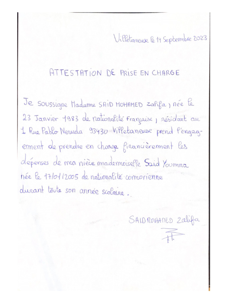 Attestation de Prise en Charge | PDF