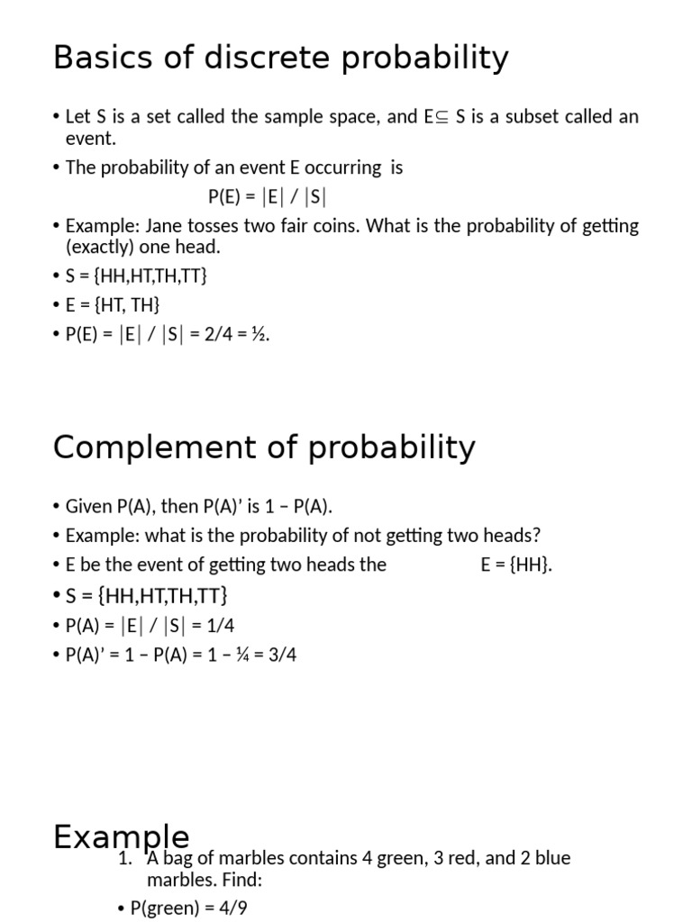 9-Basics of Discrete Probability-05!10!2024 | PDF | Probability ...
