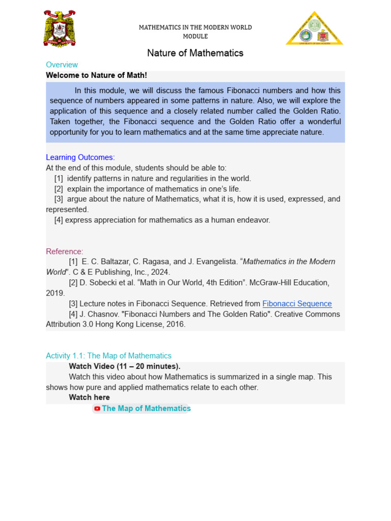 GE3 Module 1 Nature of Math | PDF | Mathematics