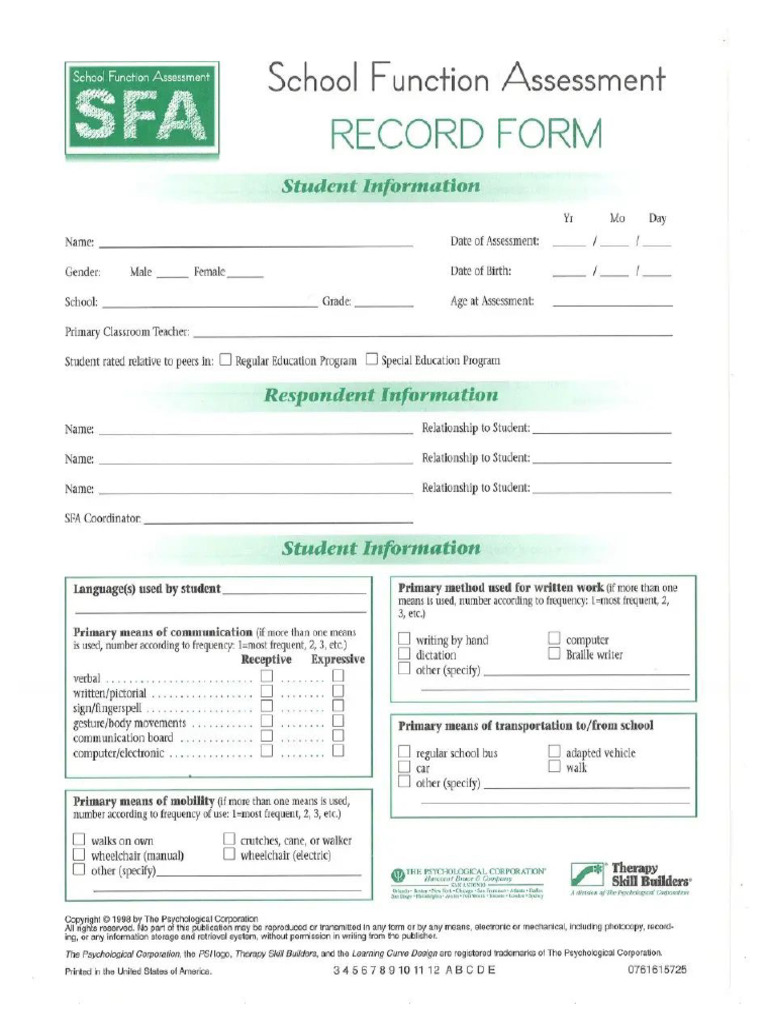 School Functional Assessment | PDF