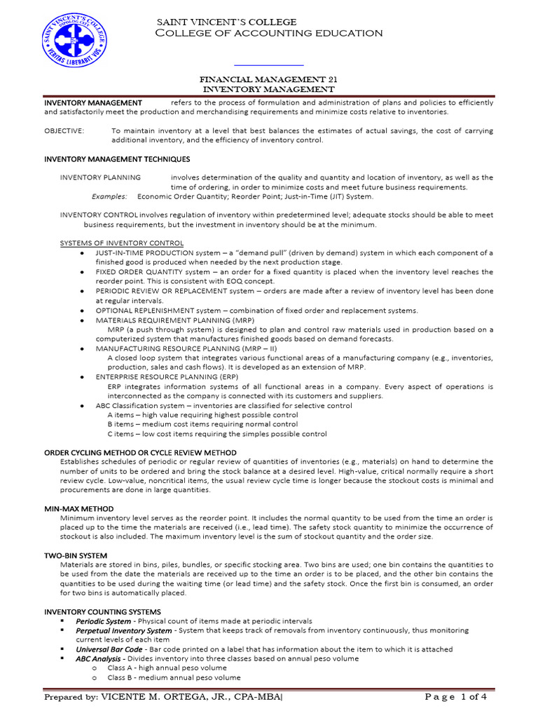 Inventory-Management-Handouts-2 | PDF | Inventory | Economies