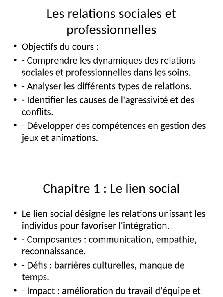Relations Sociales Professionnelles | PDF