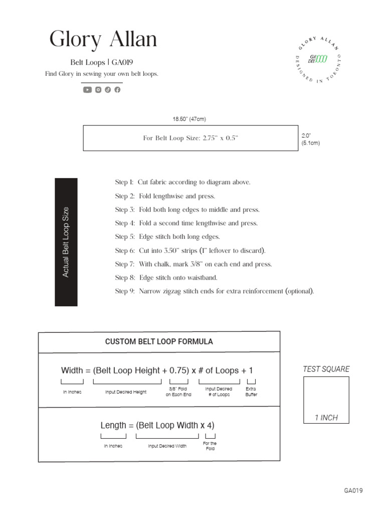 Belt Loops Sewing Pattern - US Letter Paper | PDF