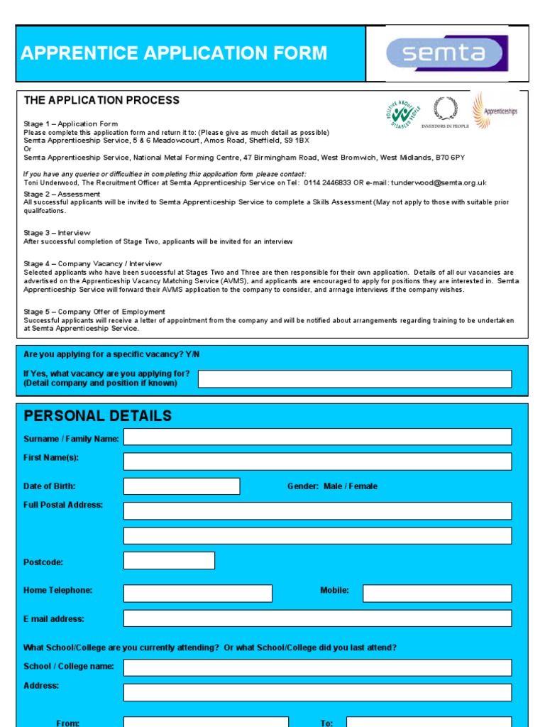 Apprentice Application Form Oct 2011 | PDF | Race And Ethnicity In The ...