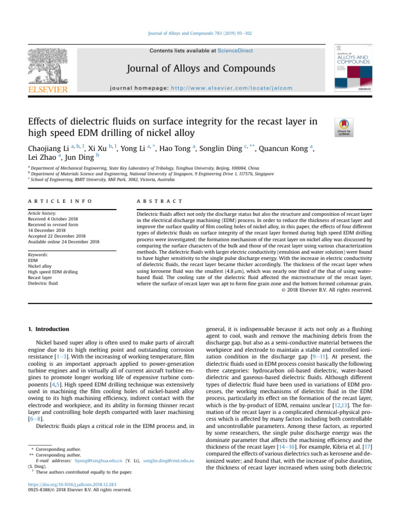 Dielectric Fluids Impact on EDM Recast Layer | PDF | Transmission ...