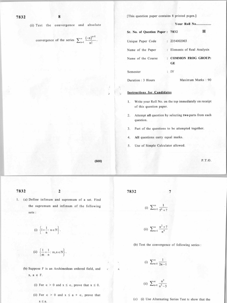 pyq 3 real analysiis | PDF | Limit (Mathematics) | Mathematics