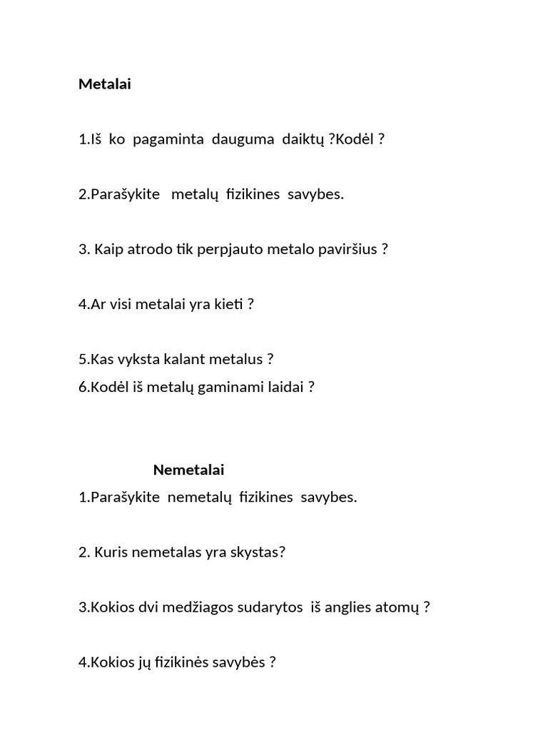 Metalu Ir Nemetalu Fizikines Savybes | PDF