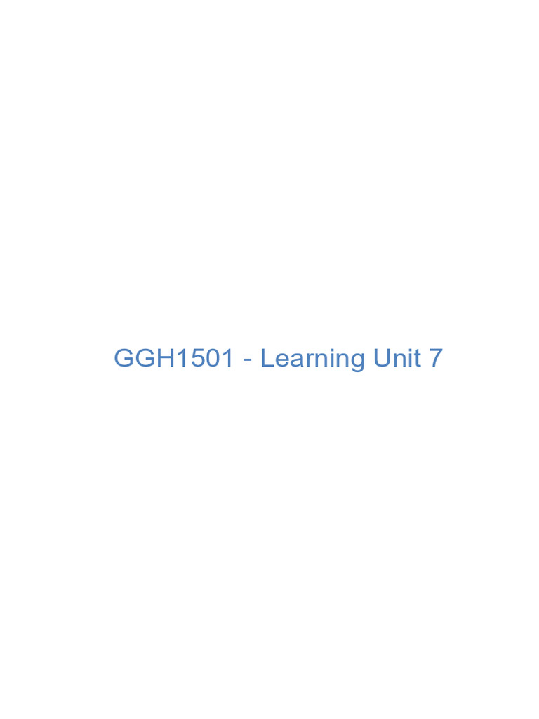 GGH1501 Learning Unit 7 | PDF | Fuels | Water
