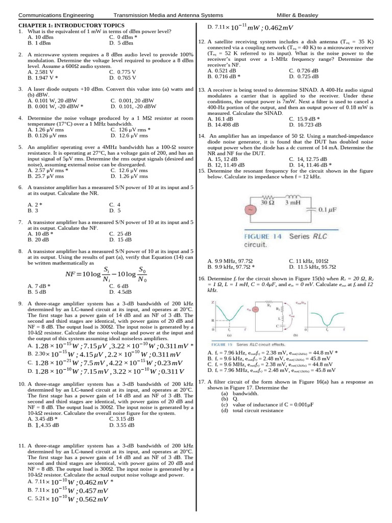 Miller & Beasley Example Problems | PDF | Frequency Modulation | Amplifier