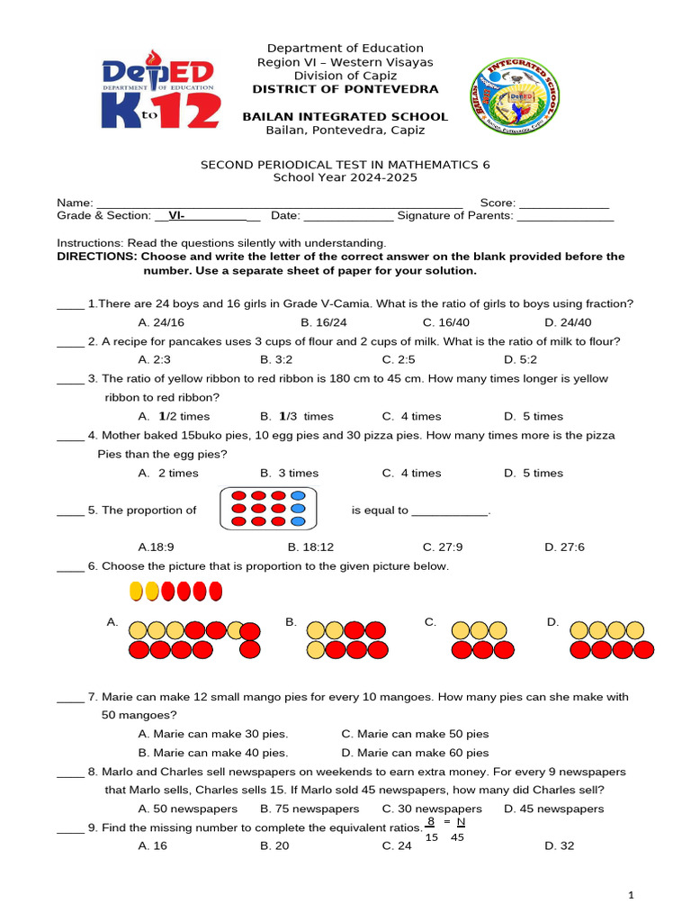 Grade 6 Math 2nd Periodical Test 2025 | PDF | Exponentiation | Percentage