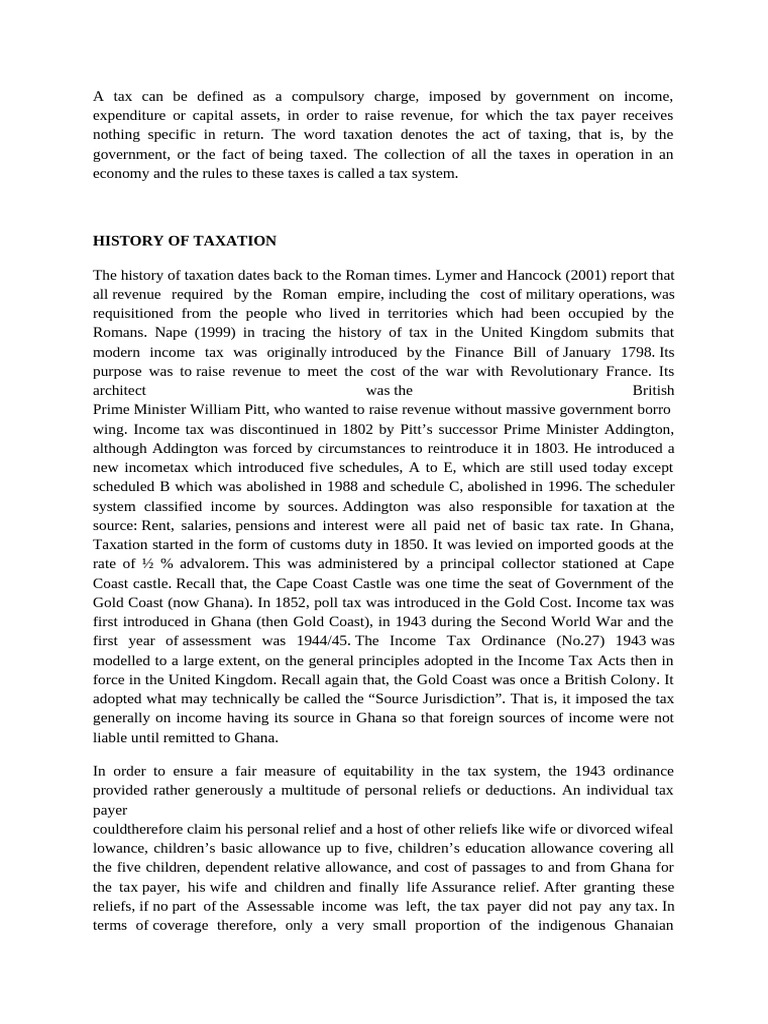 HISTORY OF TAXATION | PDF | Taxes | Income Tax