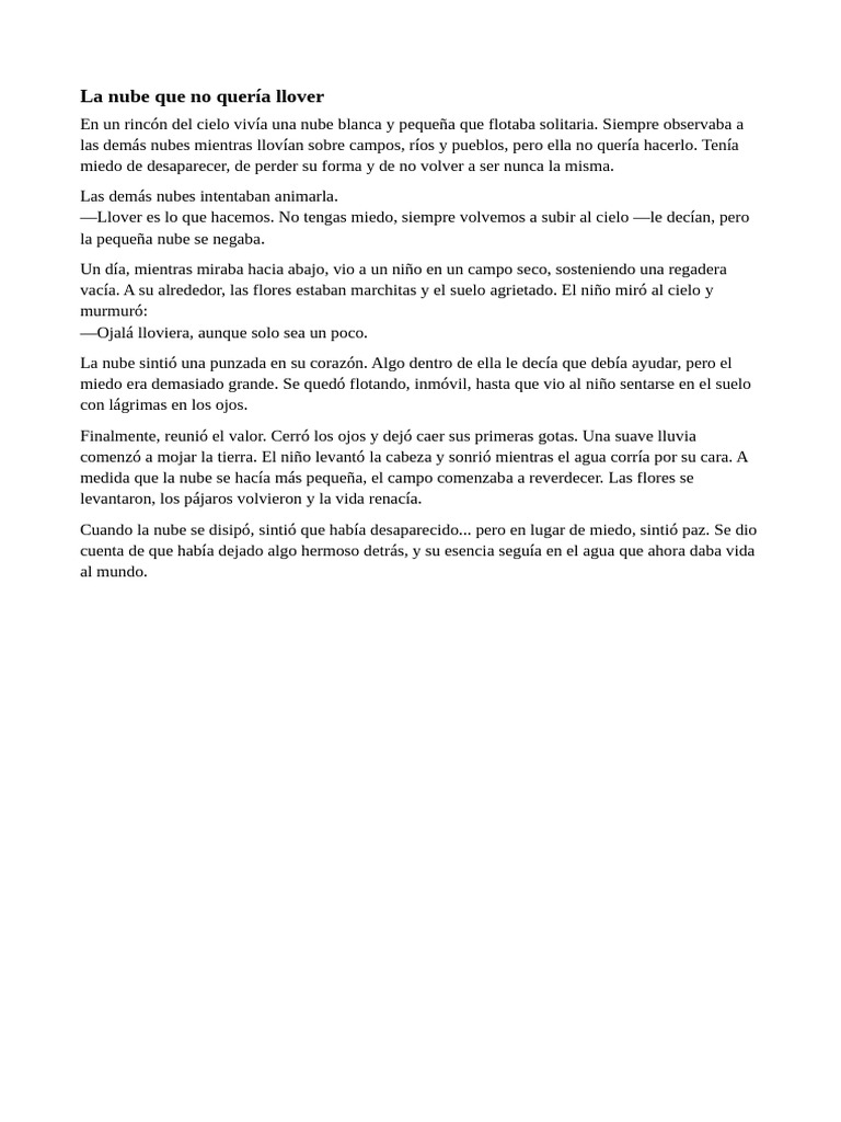 La nube que decidió llover | PDF