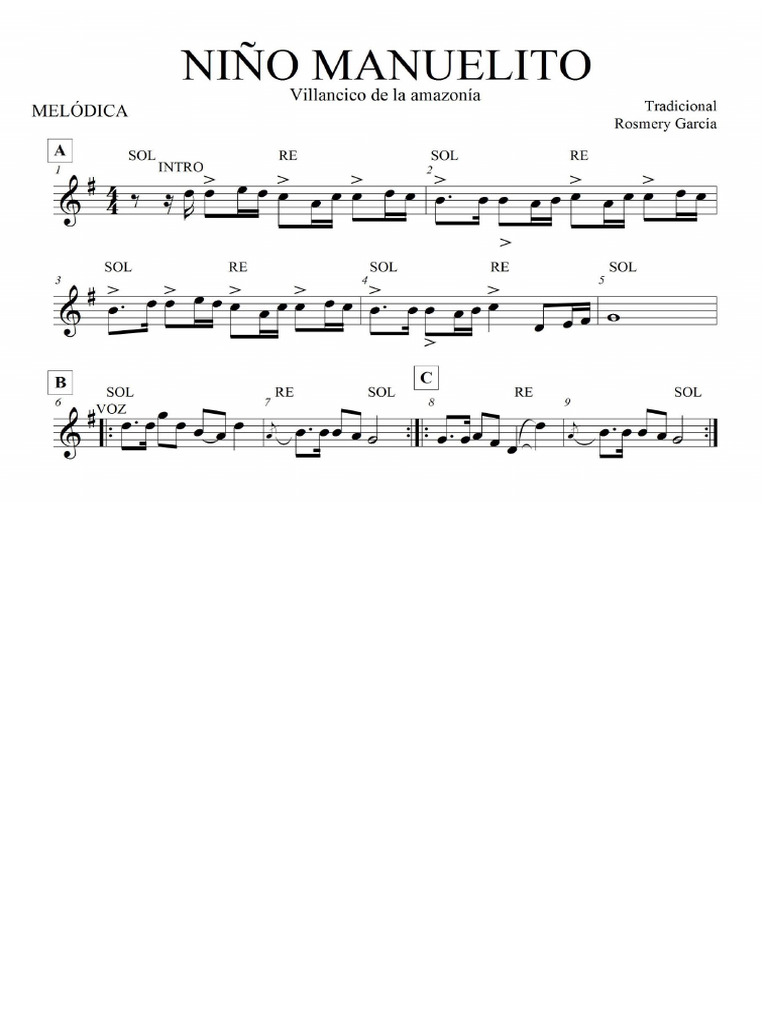 Partitura Niño Manuelito | PDF