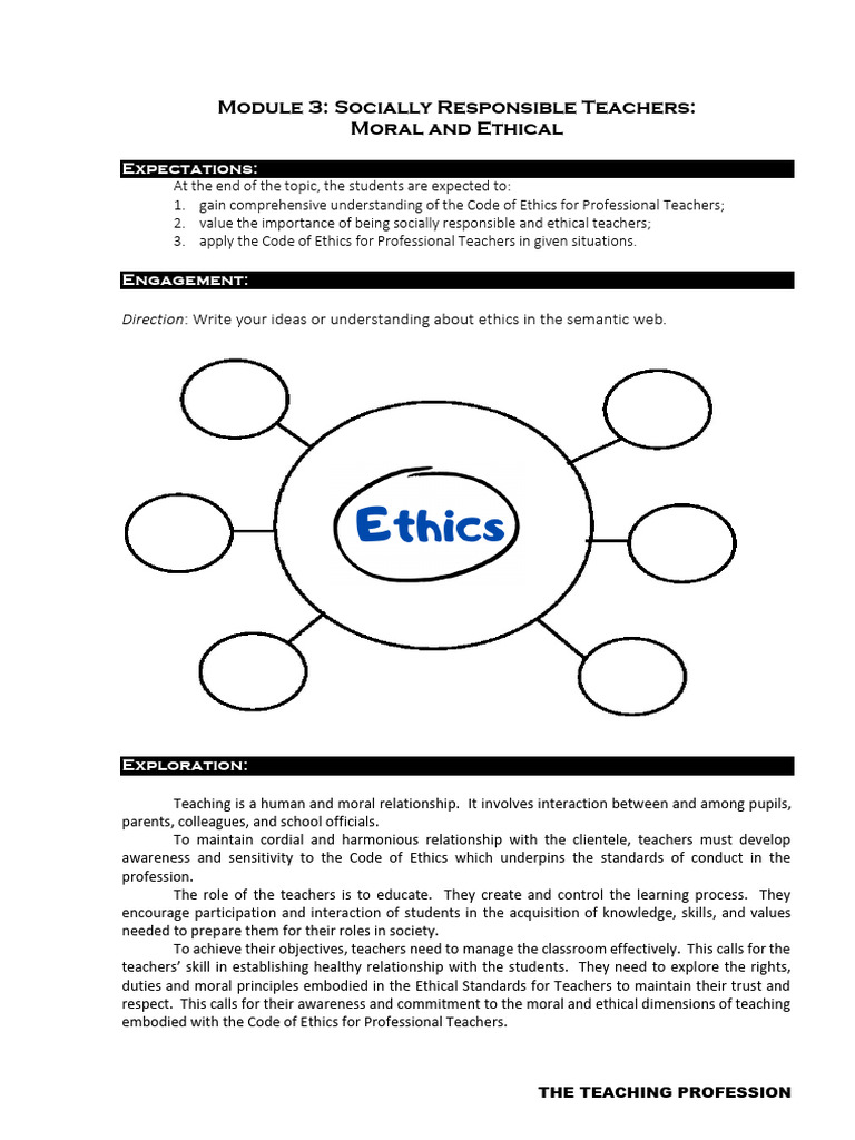 MODULE-3 | PDF | Teachers | Morality