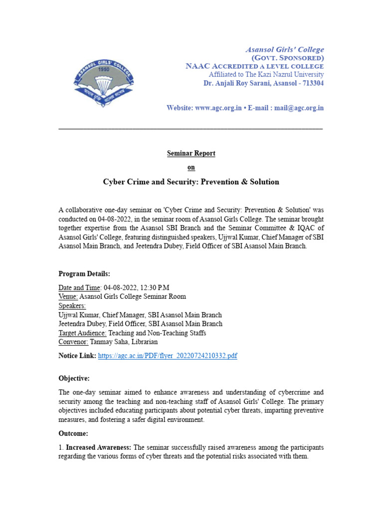 Repor of Cybercrime Solution | PDF | Cybercrime | Computer Security