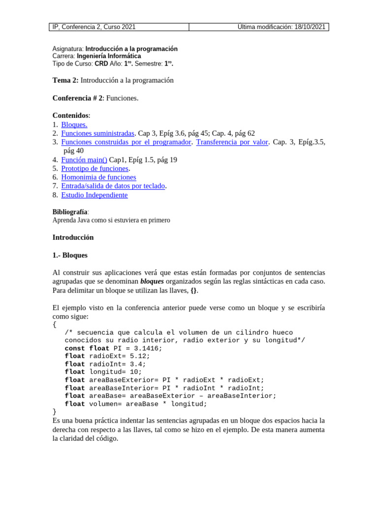 C2 Funciones | PDF | Ascii | Java (lenguaje de programación)