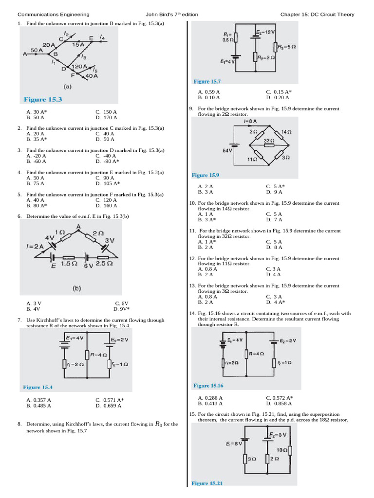 DC Circuit Theory Exercises | PDF | Electrical Resistance And ...