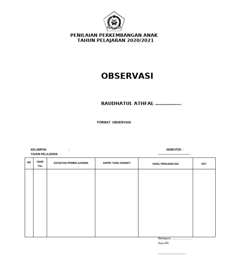 FORMAT OBSERVASI | PDF