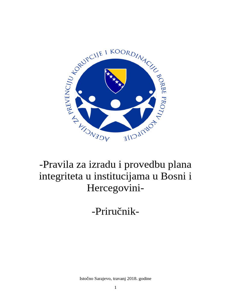 Pravila Za Izradu Plana Integriteta - Priručnik | PDF