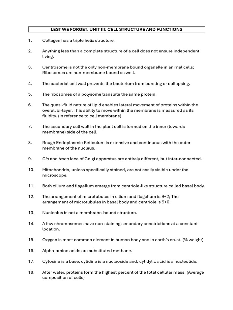 LEST WE FORGET Unit III | PDF | Cell (Biology) | Meiosis