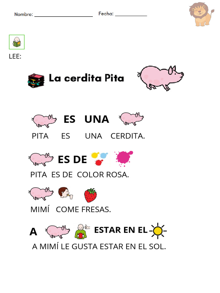 Pita: Cerdita Rosa que Disfruta del Sol y las Fresas | PDF