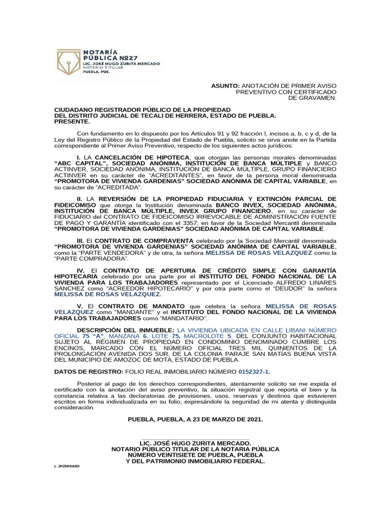 Primer Aviso Preventivo | PDF | Ley común | Derecho privado