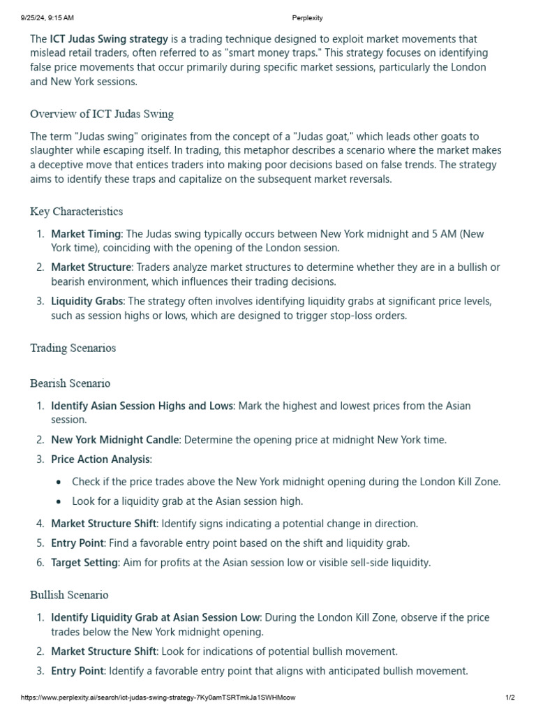 Mastering ICT Judas Swing Strategy | PDF | Market Trend | Technical ...