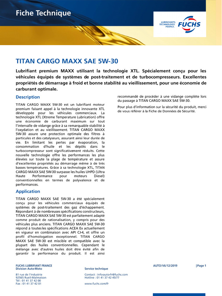 Titan Cargo Maxx Sae 5W-30 - 122019 FT | PDF