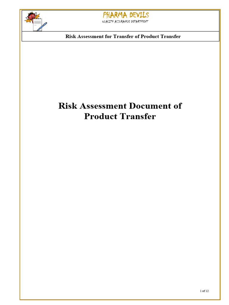 Product Transfer Risk Assessment | PDF | Risk | Risk Management