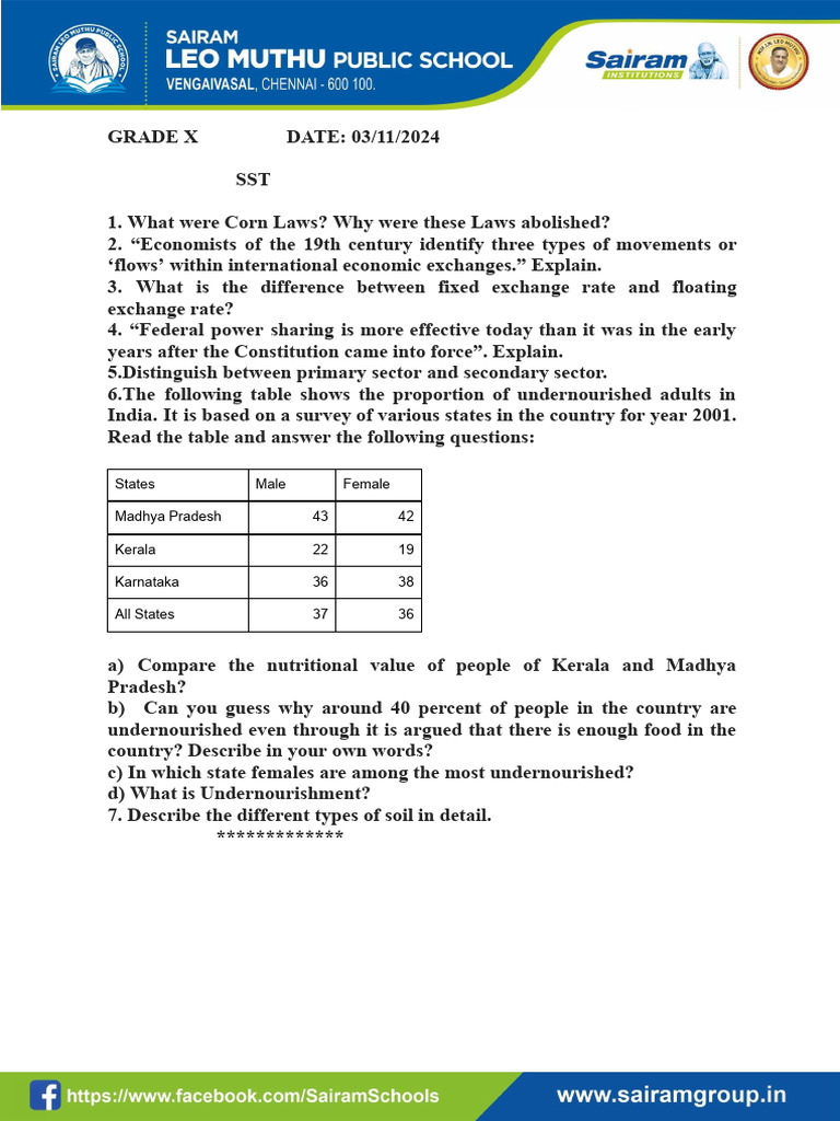 SST Worksheet | PDF