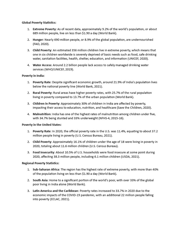 Global Poverty Insights and Statistics | PDF | Malnutrition | Poverty