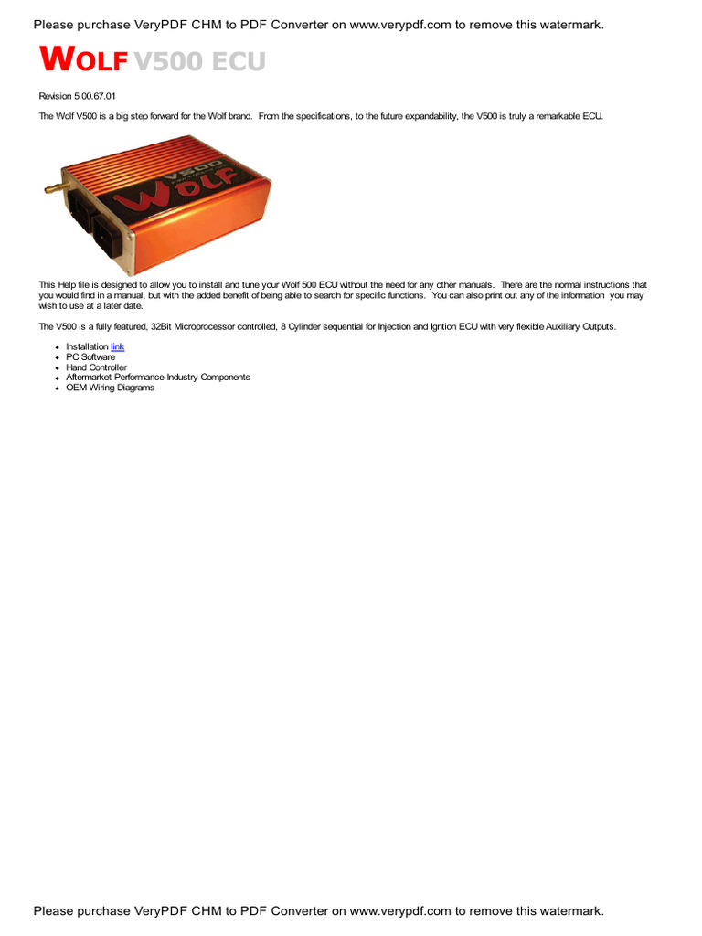 Wolf V500 ECU Installation Guide | PDF | Fuel Injection | Throttle