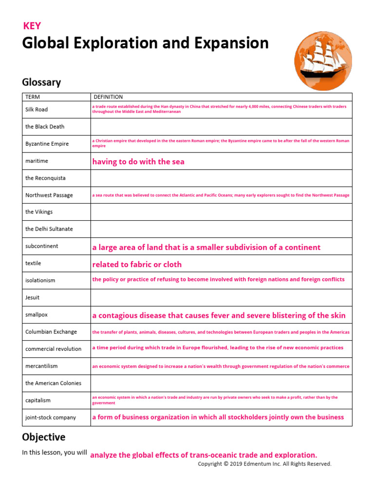 KEY - Guided Notes - Global Exploration and Expansion 2 | PDF | Hernán ...