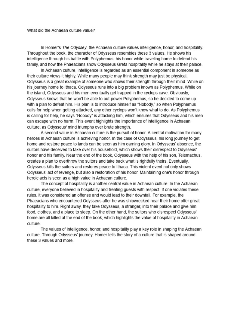 Odyssey Essay | PDF | Odysseus | Odyssey