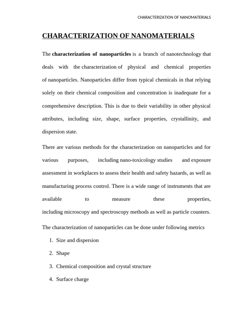 Characterization of Nanomaterials | PDF | Nanoparticle | Nanomaterials