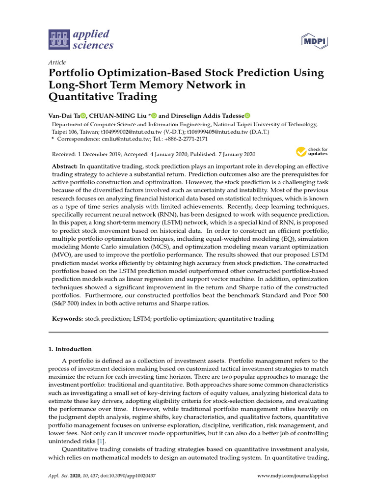 Portfolio Optimization-Based Stock Prediction Using Long-Short Term ...