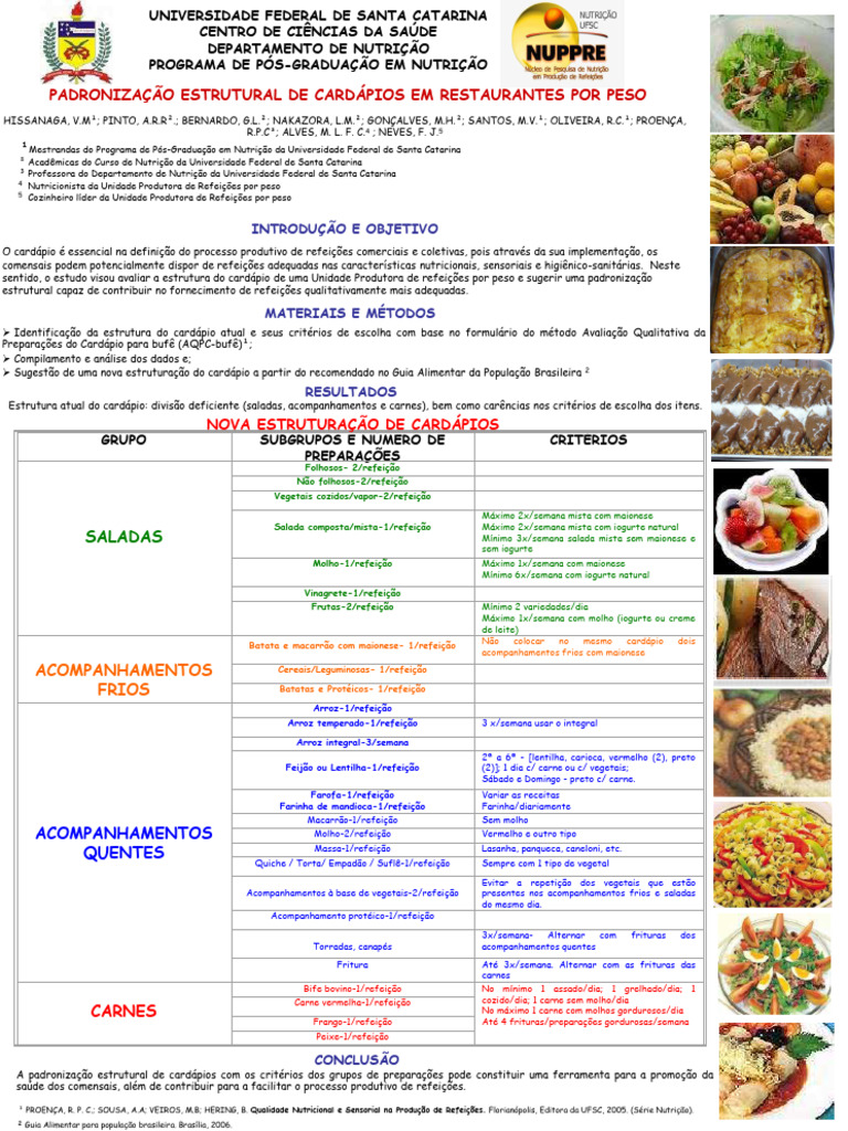 Padronização de Cardápios por Peso | PDF | Nutrição | Dieta e Nutrição