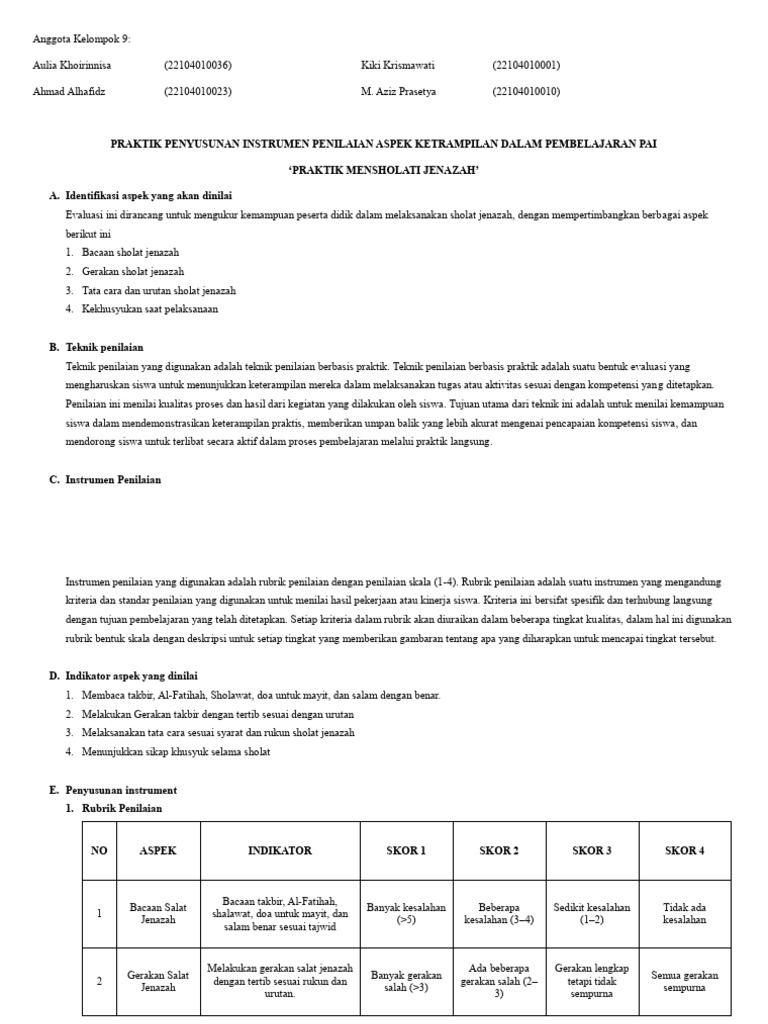 Instrumen Penilaian Keterampilan | PDF