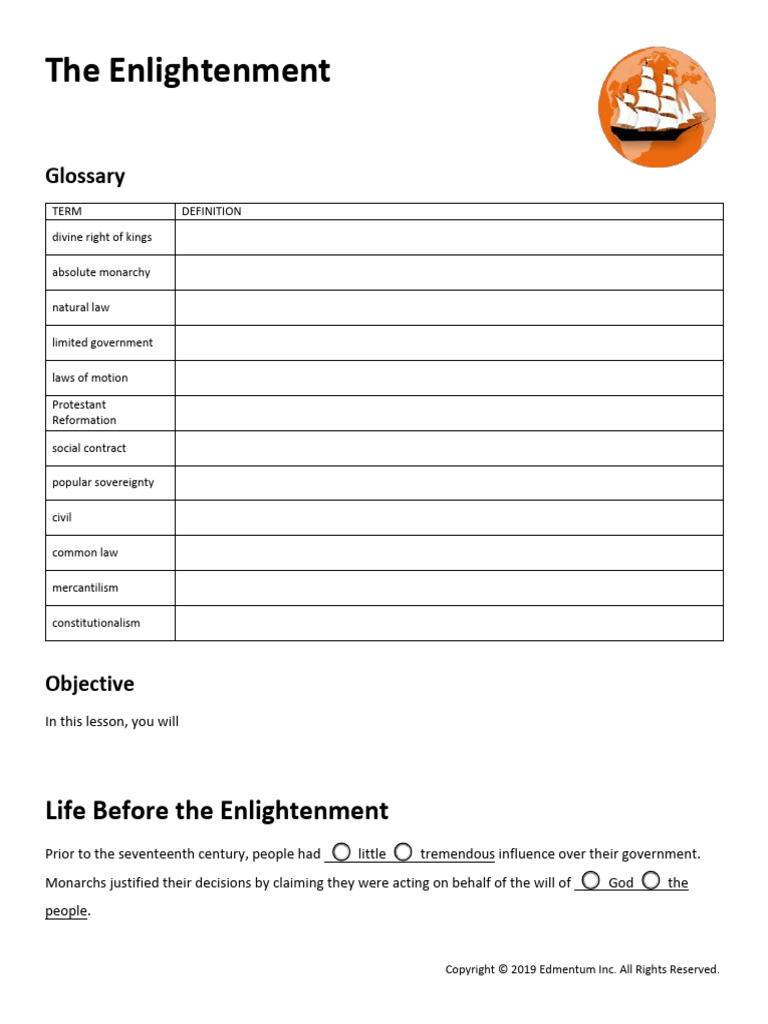 Guided Notes - The Enlightenment | PDF | Age Of Enlightenment ...