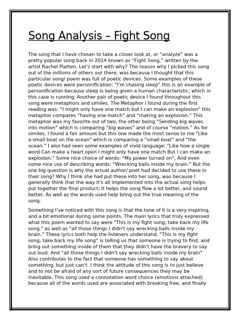 Song Analysis Owen 1sswx5l | PDF | Metaphor | Poetry